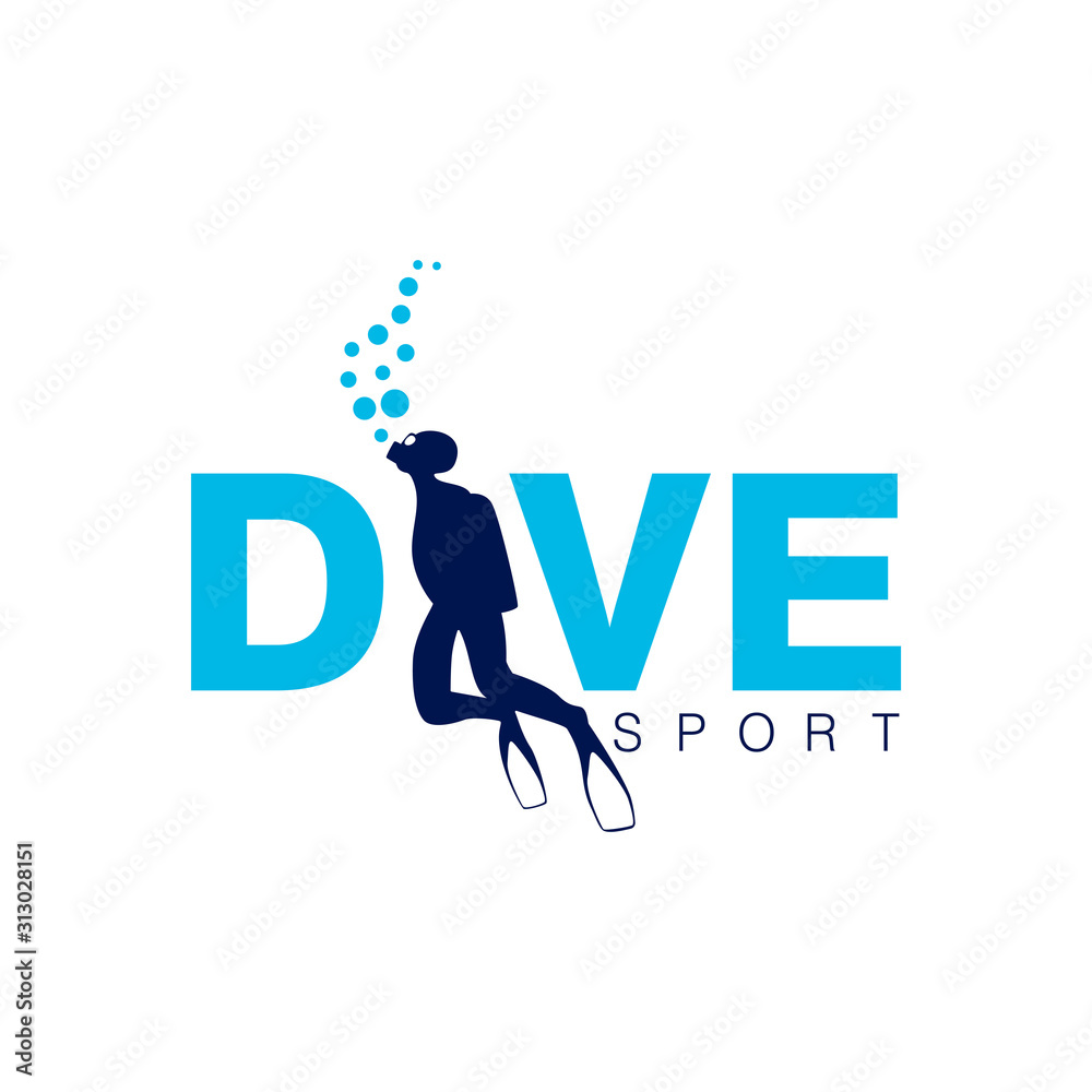 Scuba Diving Logo Design Vector Template Stock Vector | Adobe Stock
