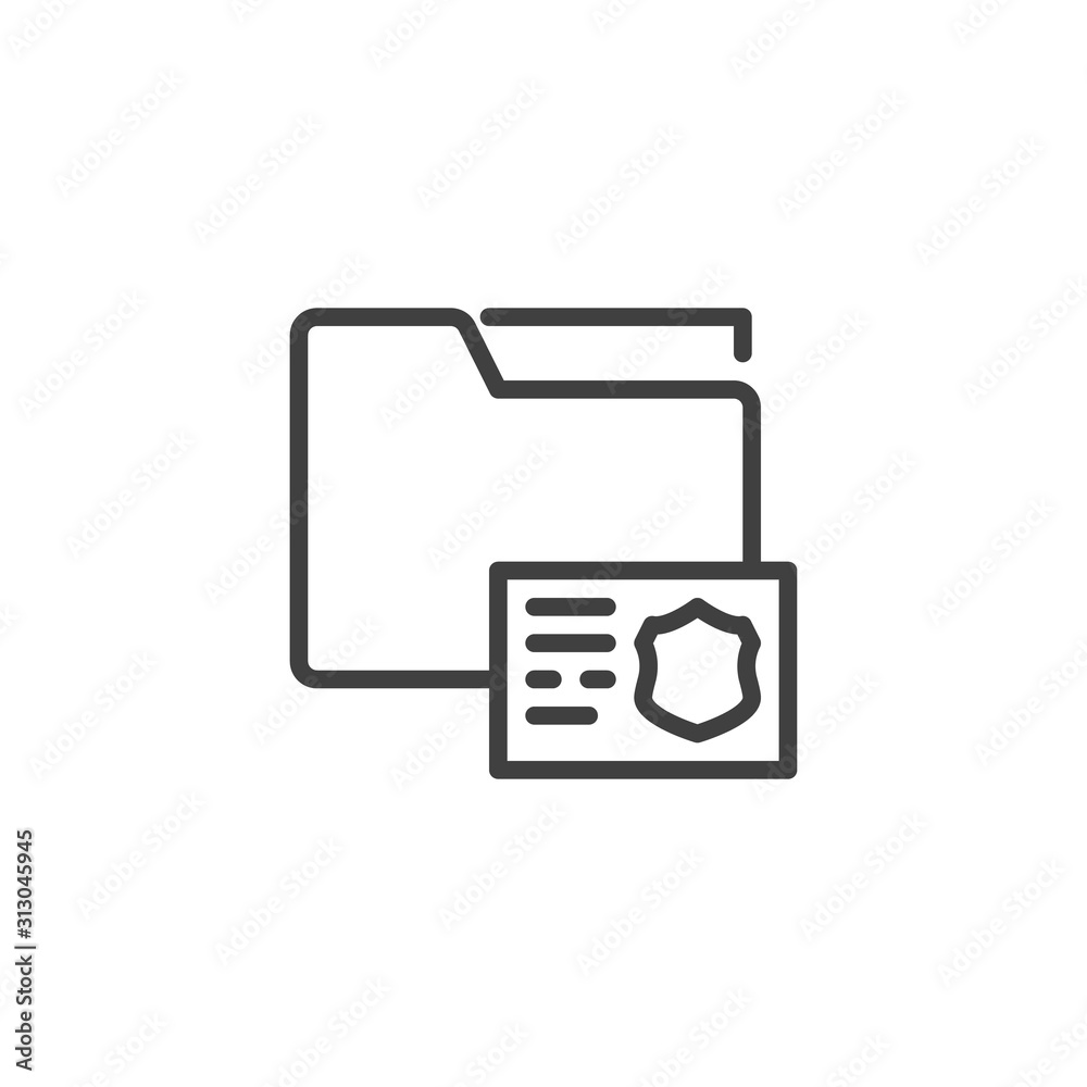 Investigations folder line icon. Legal documents linear style sign for ...