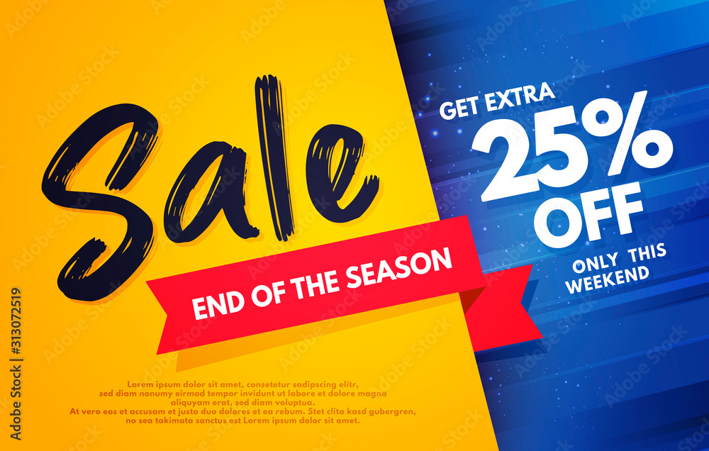 Vector Illustration End Of The Season Sale Banner Template Stock Vector ...
