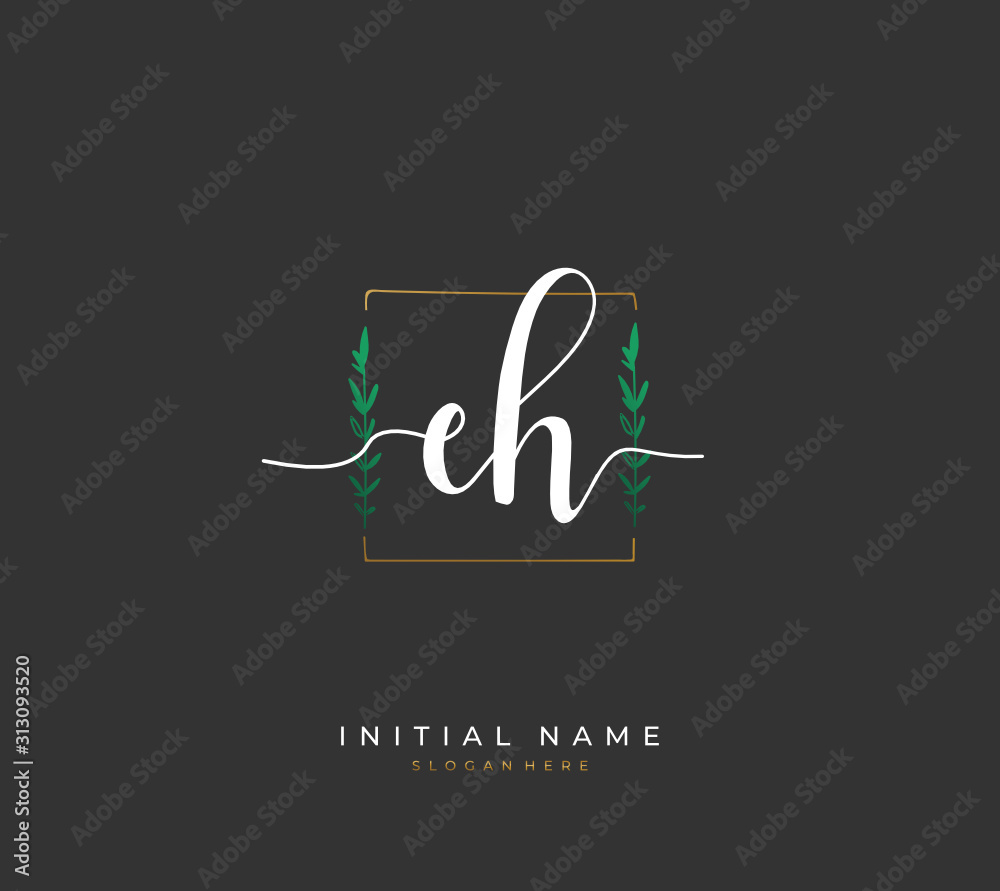 Handwritten letter E H EH for identity and logo. Vector logo template ...