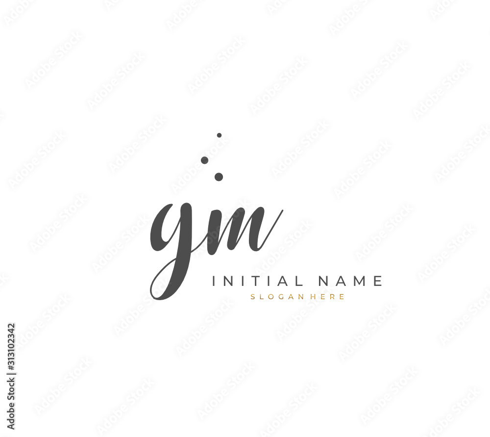 Handwritten letter G M GM for identity and logo. Vector logo template ...