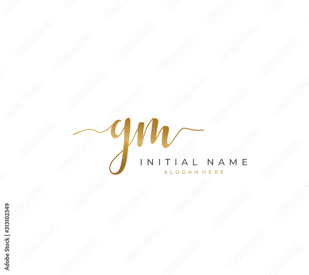 Handwritten letter G M GM for identity and logo. Vector logo template ...
