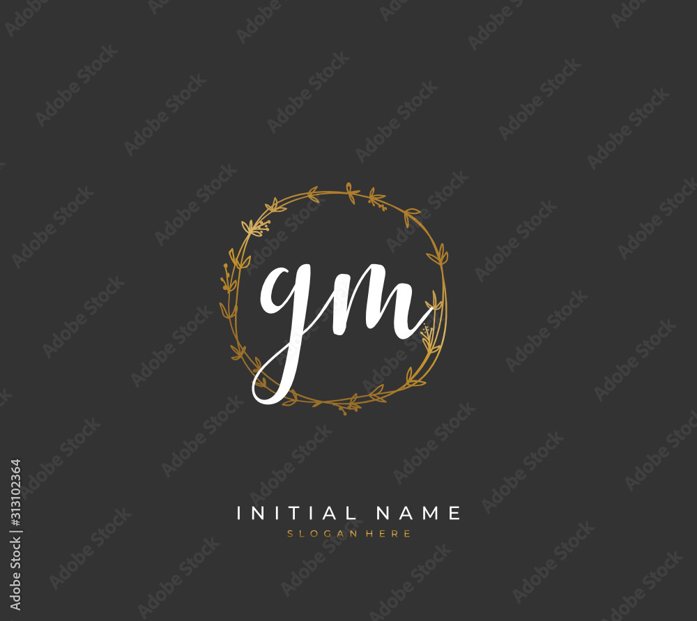 Handwritten letter G M GM for identity and logo. Vector logo template ...