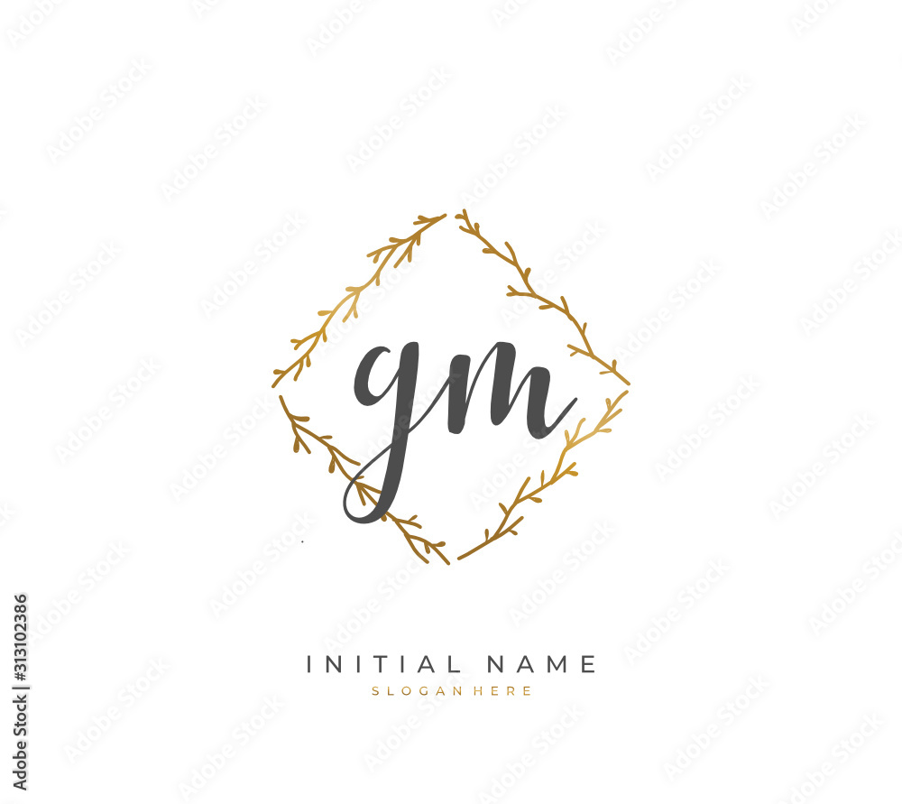 Handwritten letter G M GM for identity and logo. Vector logo template ...
