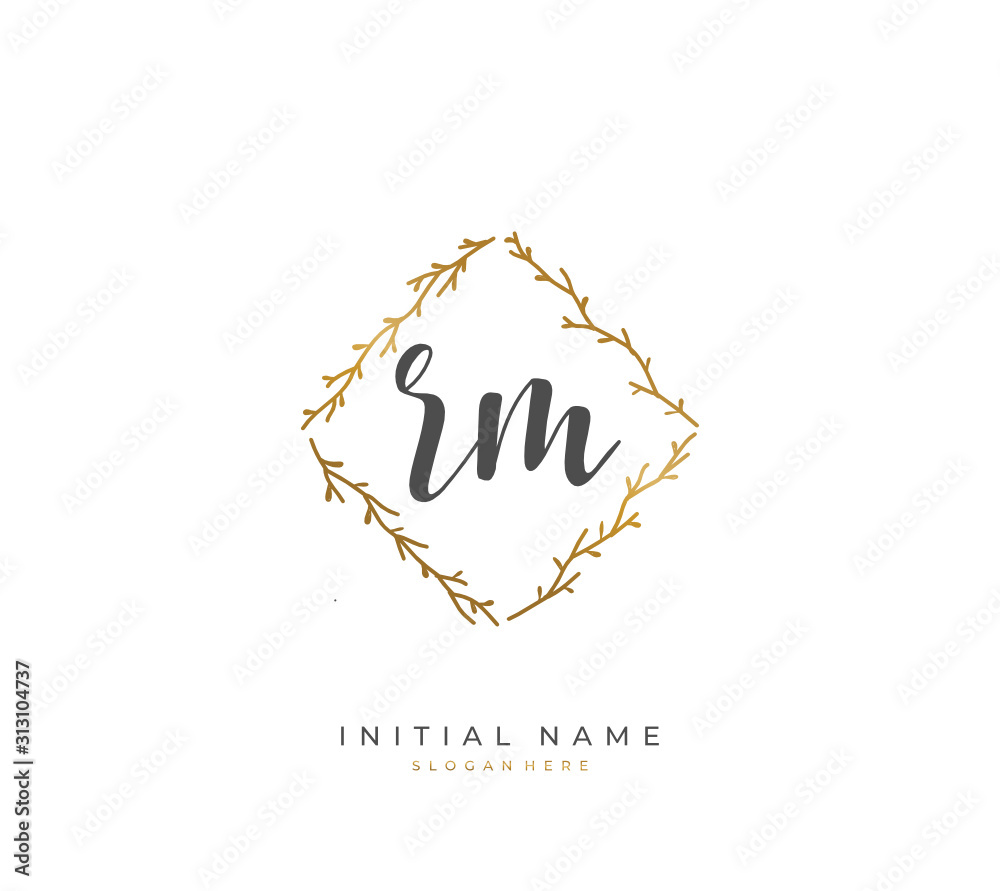 เวกเตอร์ Stock Handwritten letter R M RM for identity and logo. Vector ...
