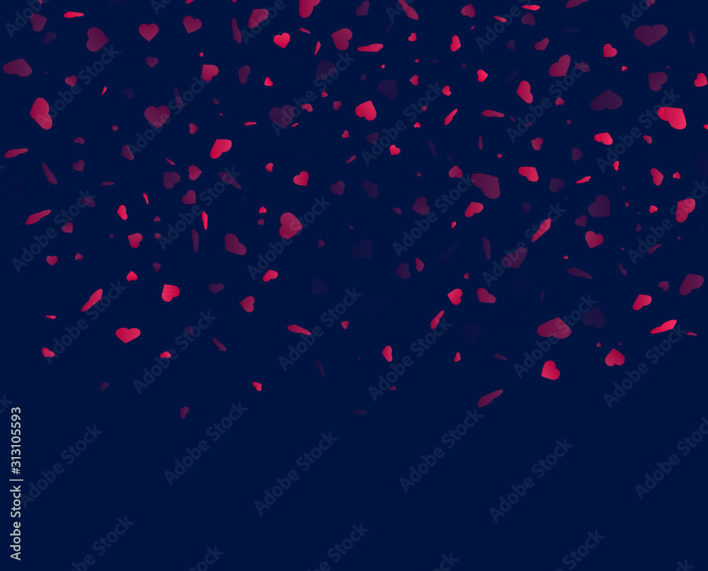 Heart confetti falling down isolated. Valentines day concept. Heart ...