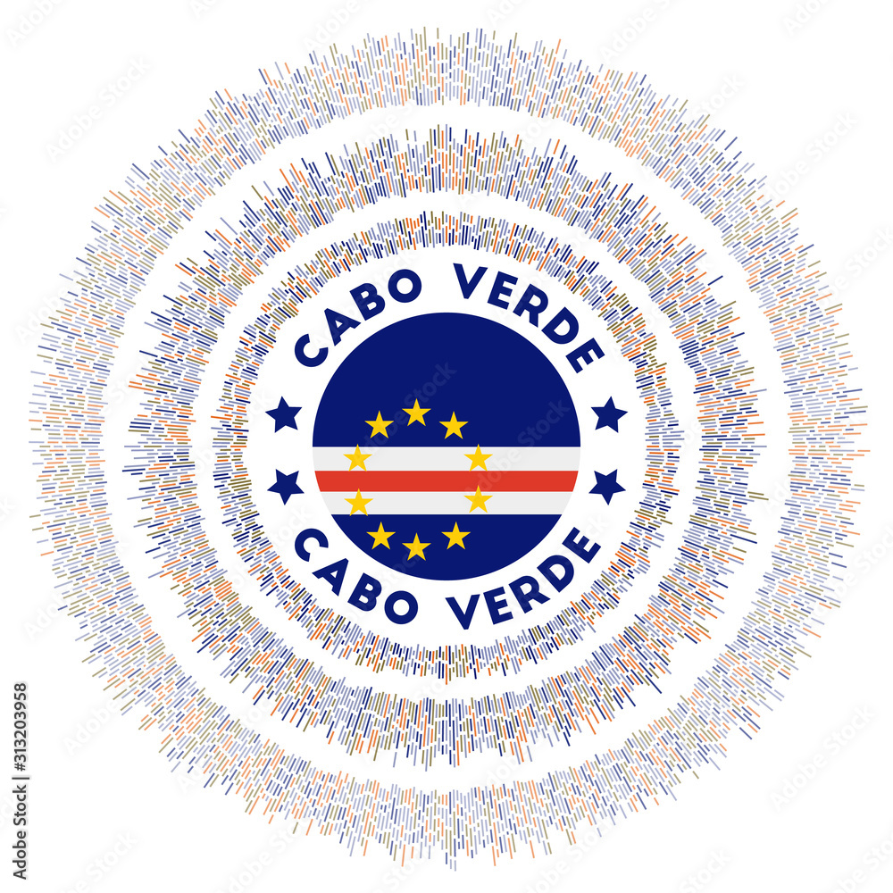 Cabo Verde symbol. Radiant country flag with colorful rays. Shiny ...