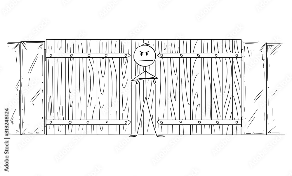 Vector cartoon stick figure drawing conceptual illustration of man or ...