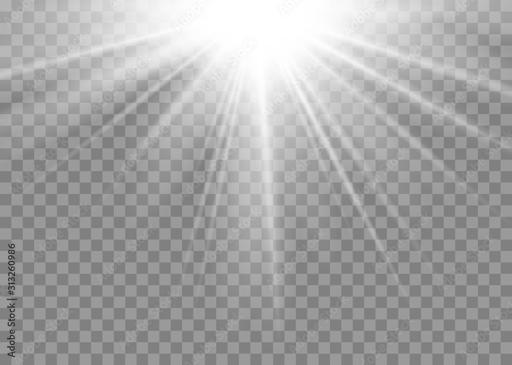 Light ray flare isolated on transparent background. Shine bright sun ...