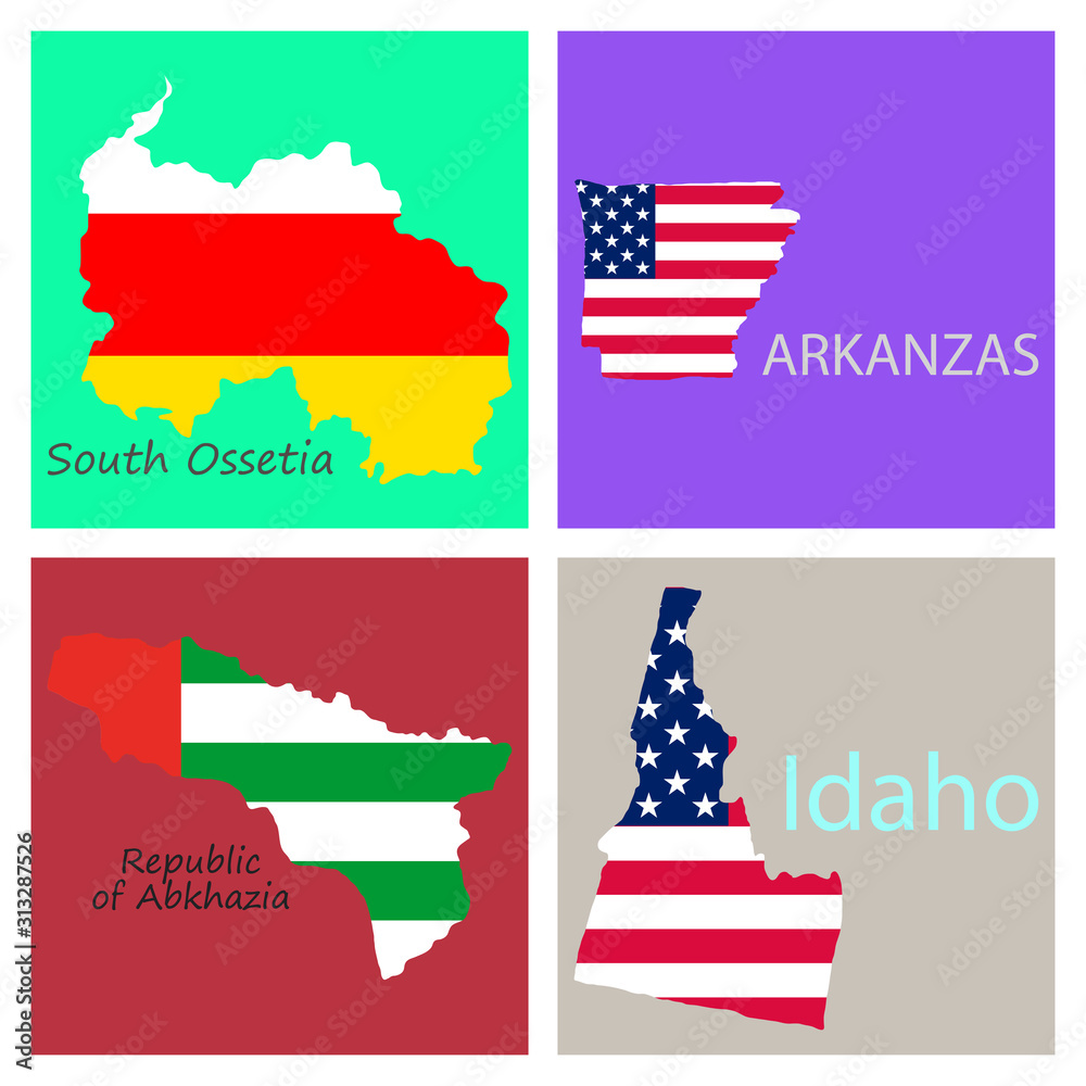 Poster map of regions in the world. Flag print map of USA for ...