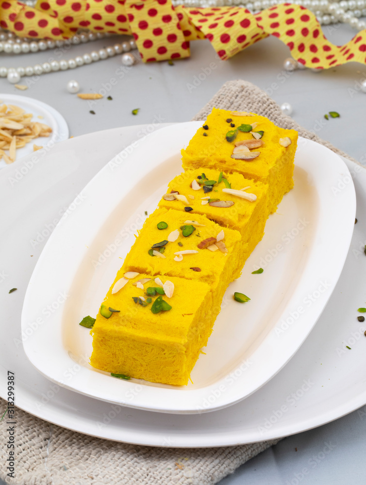 Indian Special Traditional Sweet Food Soan Papdi Also Know as Son Roll ...