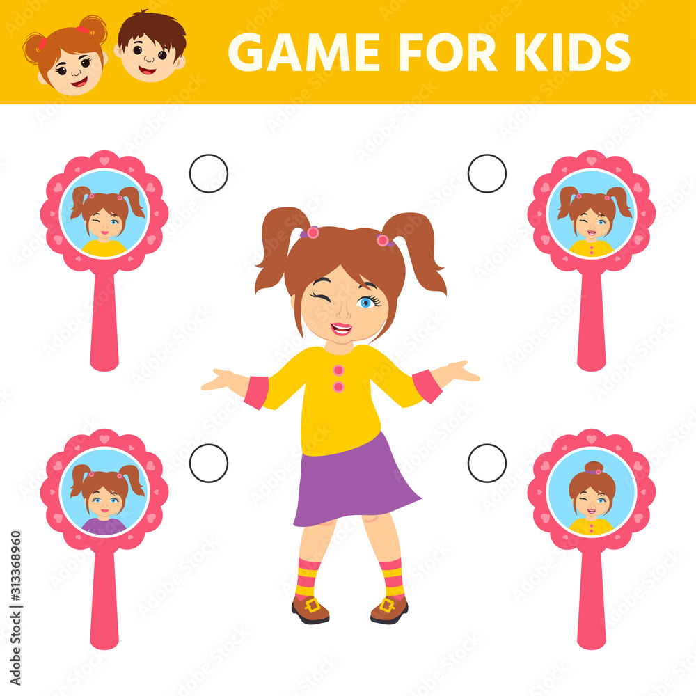 Education logic game for preschool kids. Kids activity sheet. Matching ...