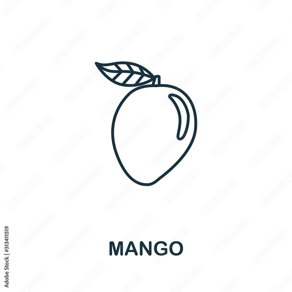 Mango icon from fruits collection. Simple line element Mango symbol for ...