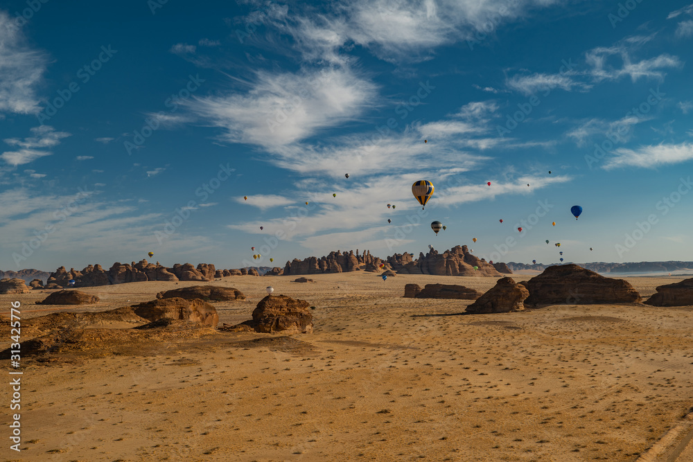 Winter at Tantora Hot Air Balloon Festival over Mada'in Saleh (Hegra ...