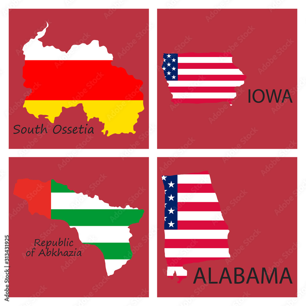 Poster map of regions in the world. Flag print map of USA for ...