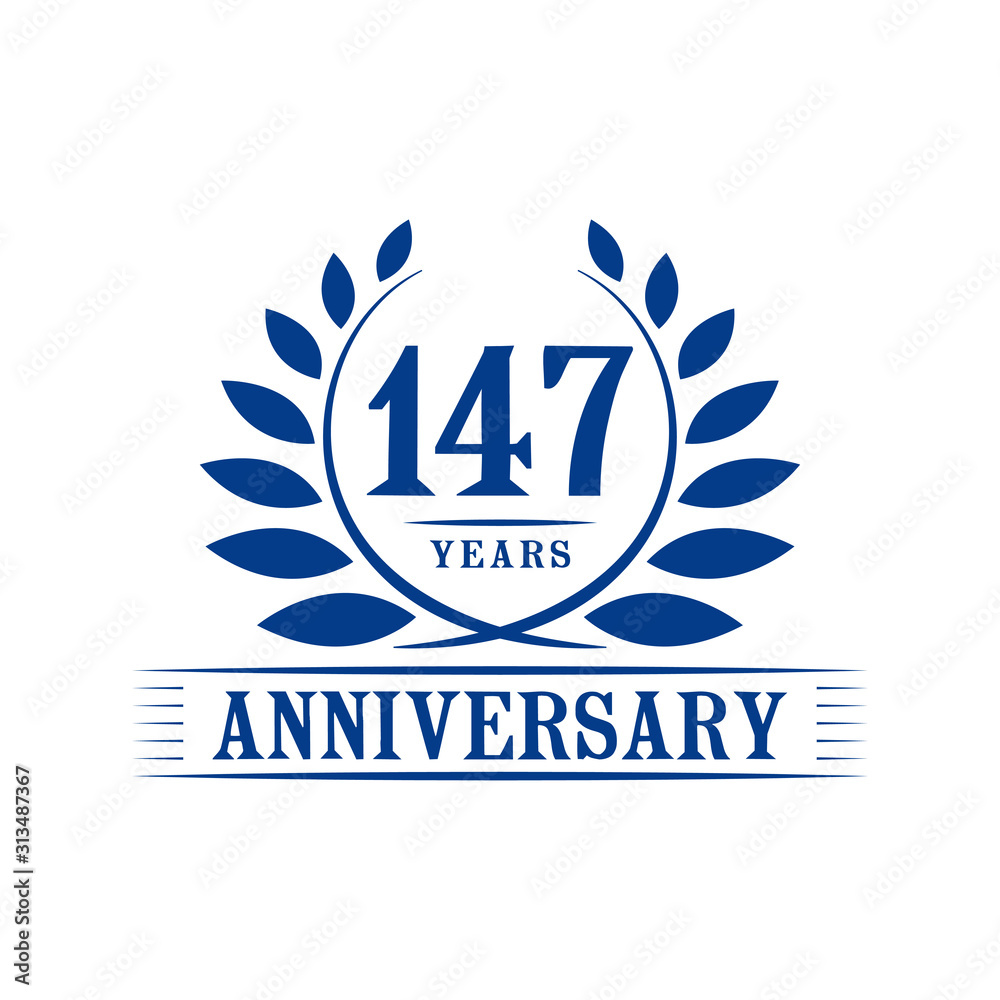 147 years logo design template. One hundred forty seventh anniversary ...