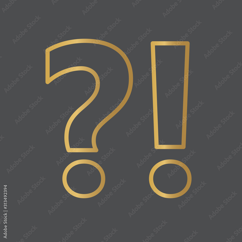 golden exclamation and question mark sign- vector illustration Stock ...