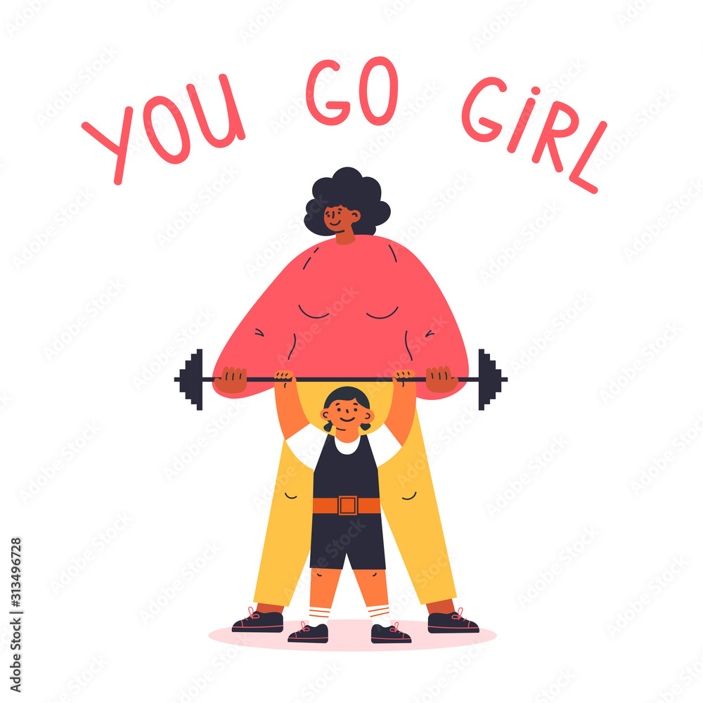 Vetor Feminism concept.Motivation.little girl dreams of being a ...