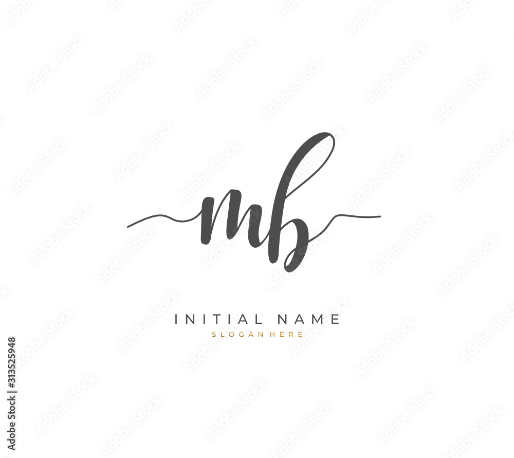 Handwritten initial letter M B MB for identity and logo. Vector logo ...