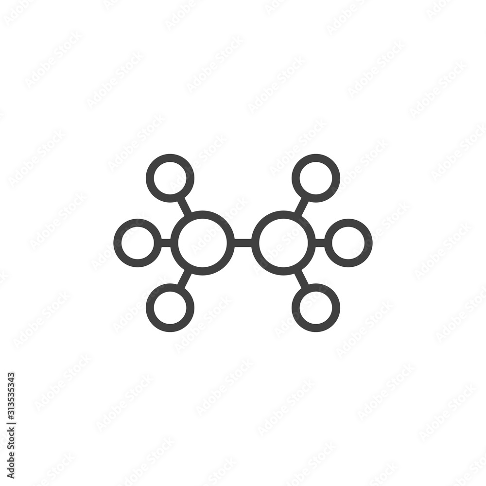 Ethane molecular geometry line icon. linear style sign for mobile ...