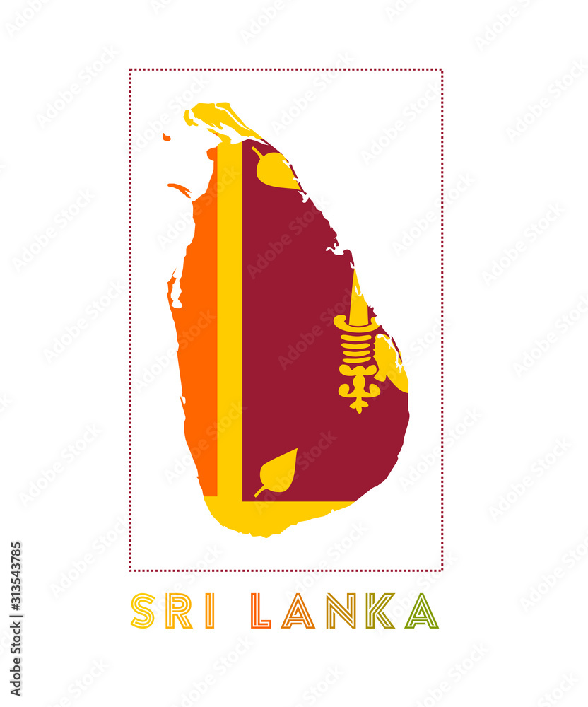 Sri Lanka Logo. Map of Sri Lanka with country name and flag. Attractive ...
