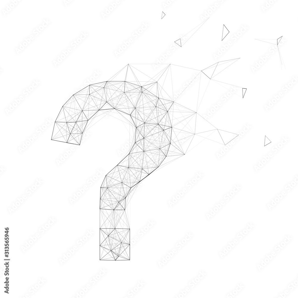 Low poly vector typography QUESTION MARK in black and white Stock ...