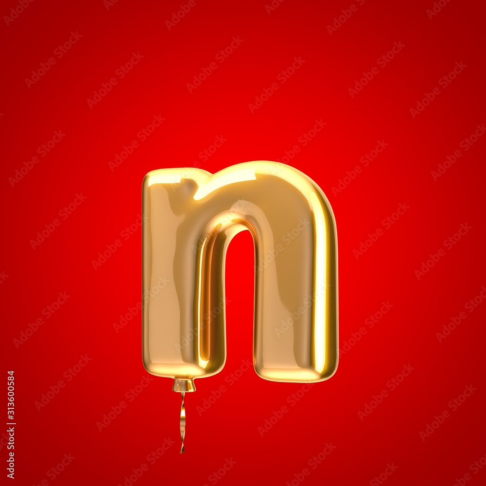 Gold balloon font letter N lowercase Stock Illustration | Adobe Stock