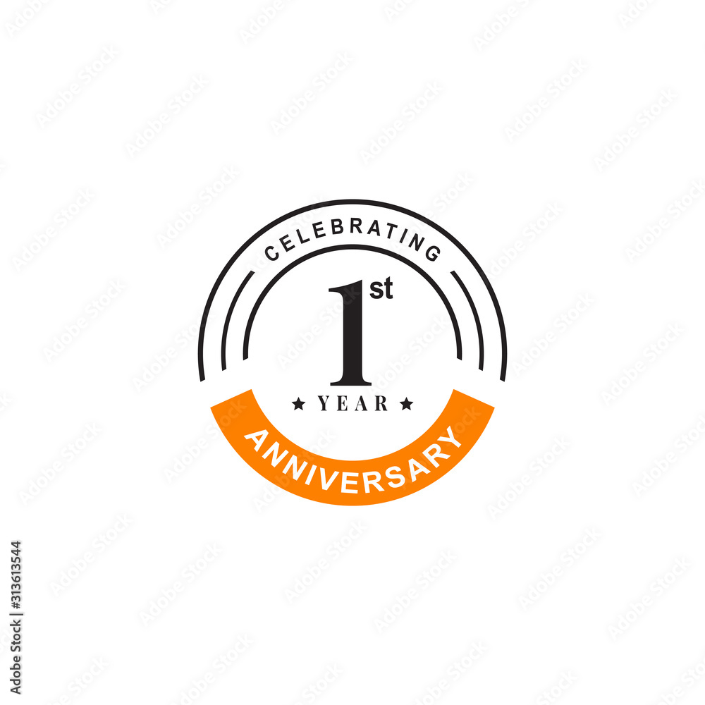 1st year anniversary logo design vector template Stock Vector | Adobe Stock