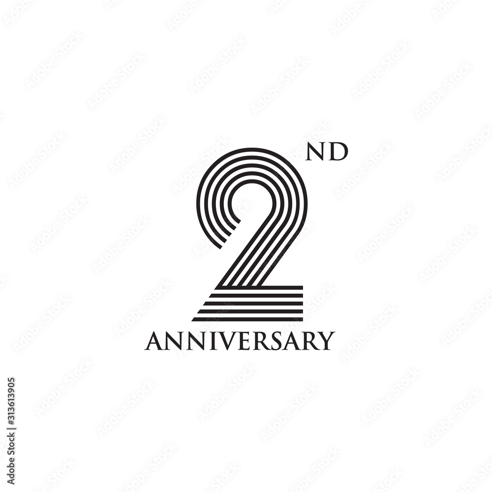 2nd year anniversary logo design vector template Stock Vector | Adobe Stock
