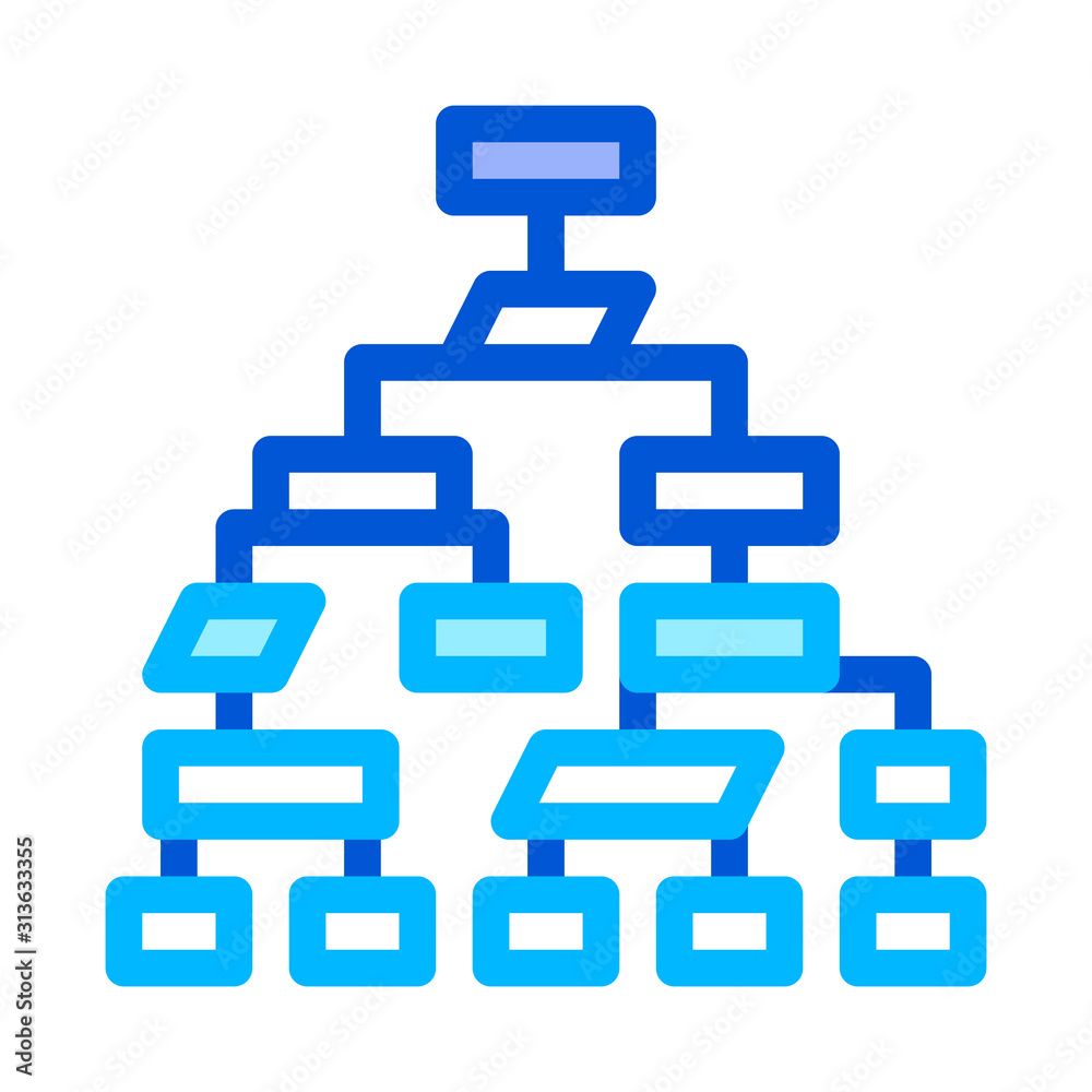 Vector de Stock Structure Computer System Vector Thin Line Icon. Hierarchical Structure Diagram ...