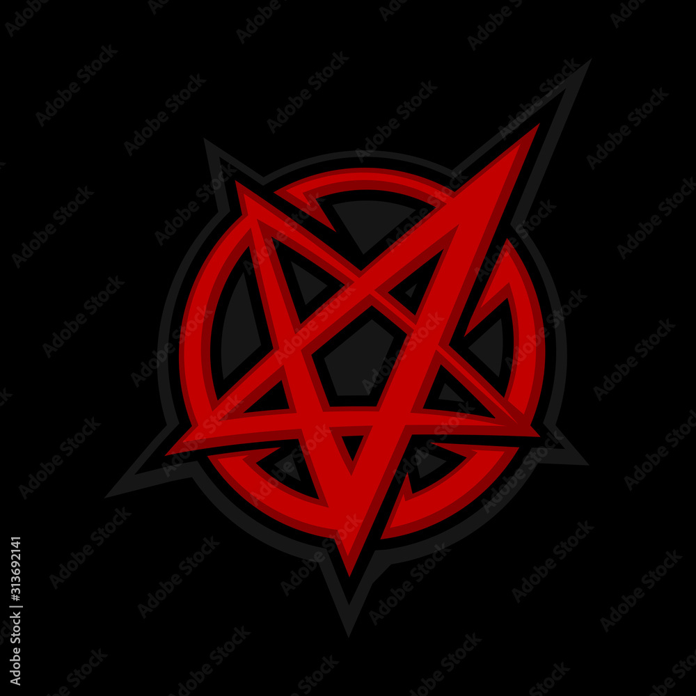 Satanic Pentagram Inverted Star Symbol in Cartoon Logo Style Stock ...
