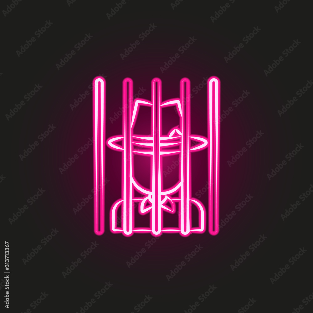 gang, criminal, bandit, jail, gang, criminal neon style icon. Simple ...