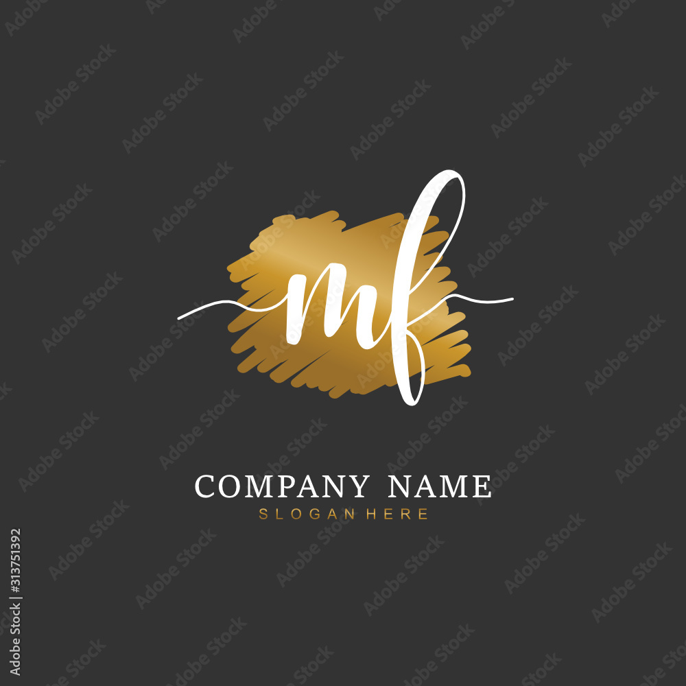 Handwritten initial letter M F MF for identity and logo. Vector logo ...