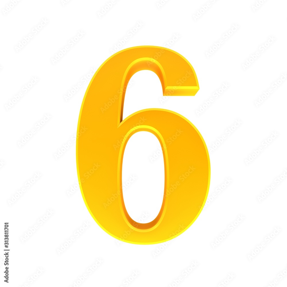 6 six number 3d golden sign Stock Illustration | Adobe Stock