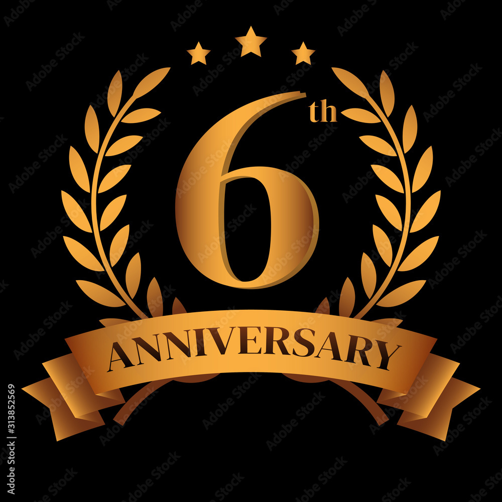 6th golden anniversary logo Stock Vector | Adobe Stock