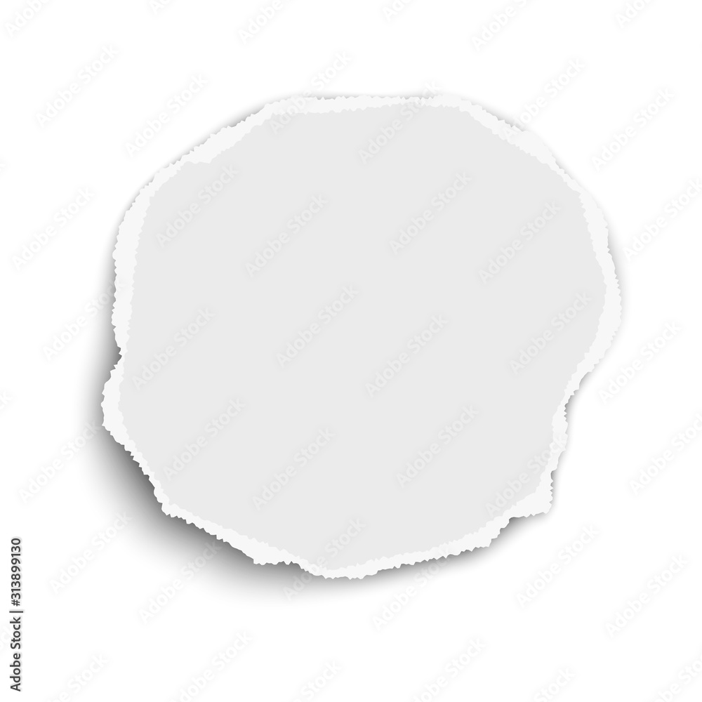 Circular torn paper wisp with soft shadow isolated on white background ...