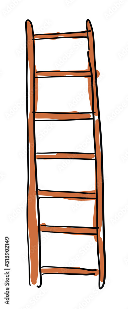 Hand drawn vector sketch illustration of wooden ladder. Stock Vector ...
