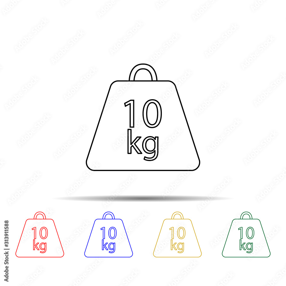 Vector de Stock Weight symbol 10 kilograms multi color style icon ...
