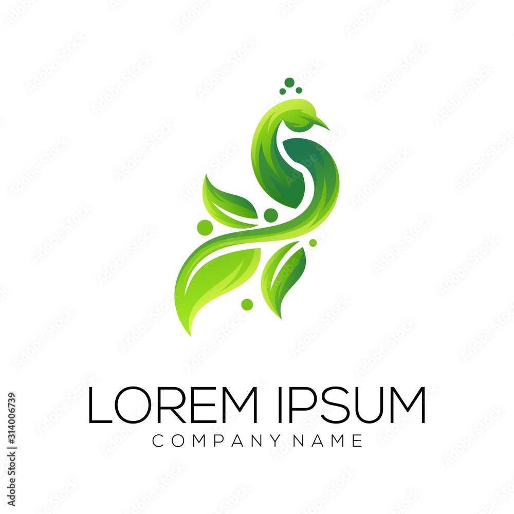 peacock leaf logo design vector Stock Vector | Adobe Stock