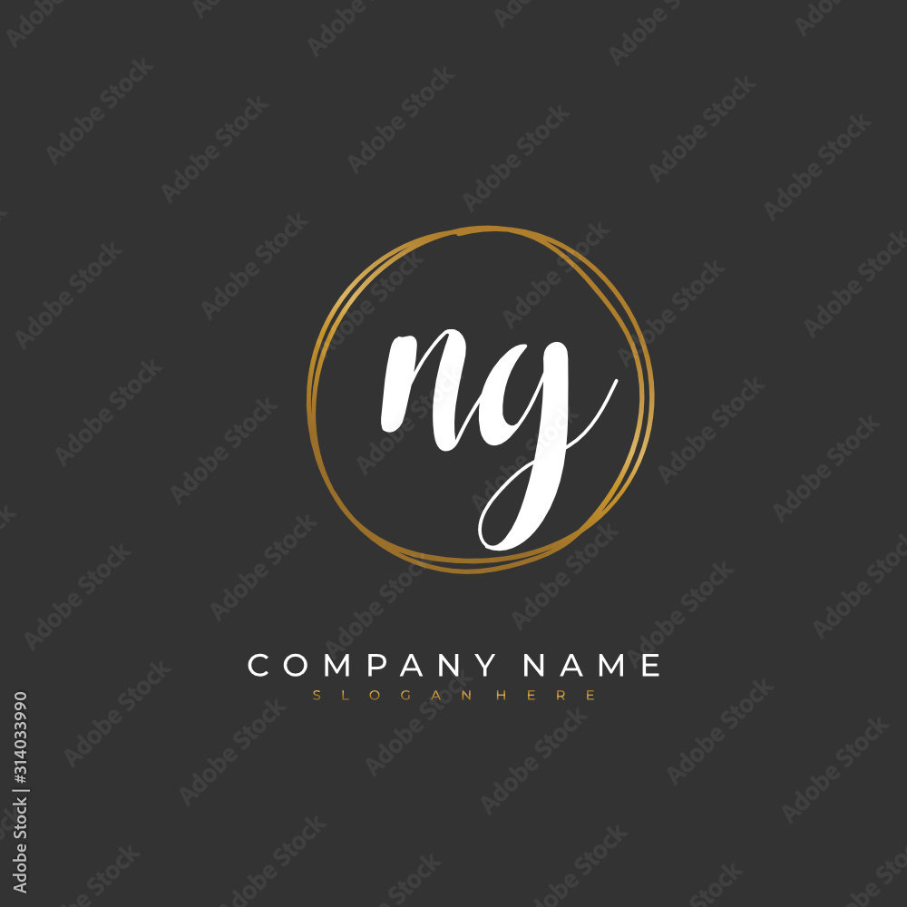Handwritten initial letter N G NG for identity and logo. Vector logo ...