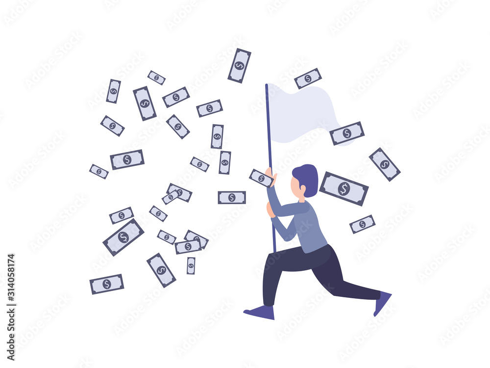 Image vectorielle Stock Rich businessman holding dragnet to capture ...