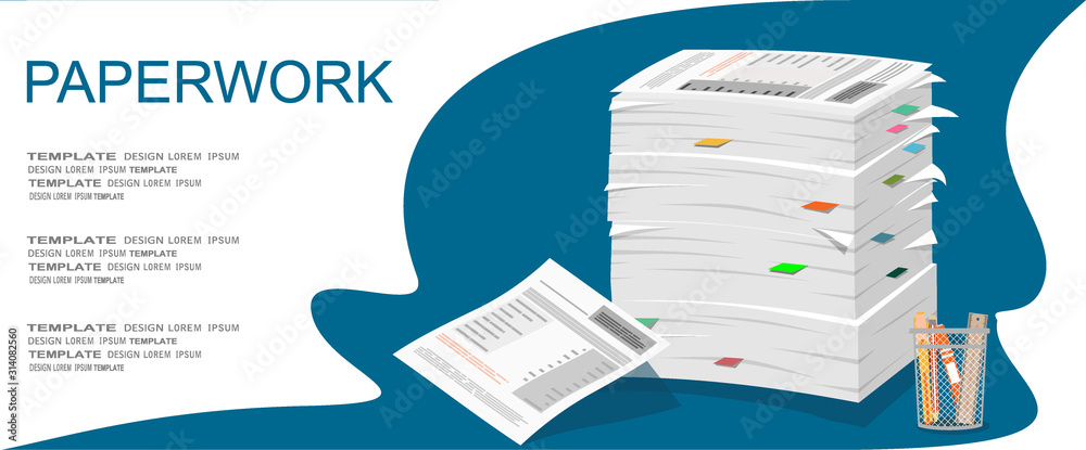Paperwork. Flat background with paper. Office and emailing. Daily ...
