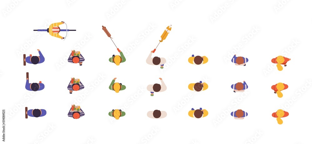 People, street passers flat vector illustrations set. Society, urban ...