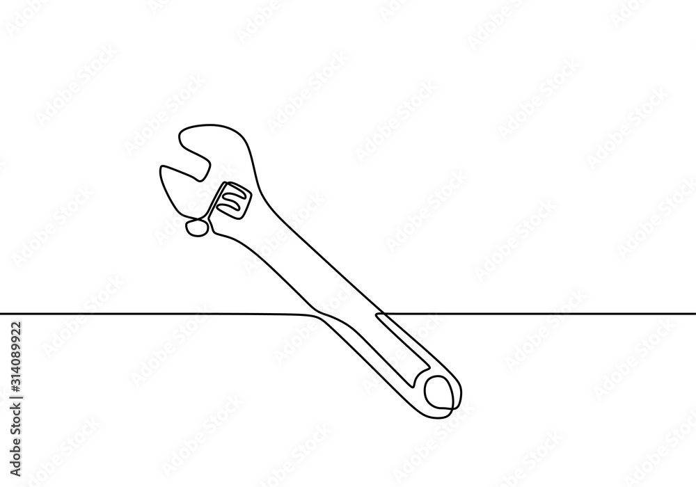 Continuous one line drawing of adjustable spanner Stock Vector | Adobe ...