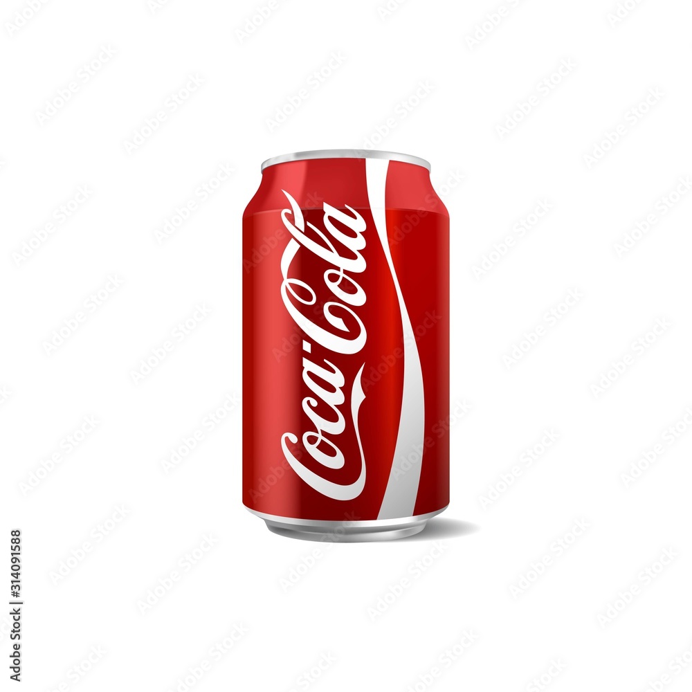Vector illustration of classic coca-cola can isolated on white ...