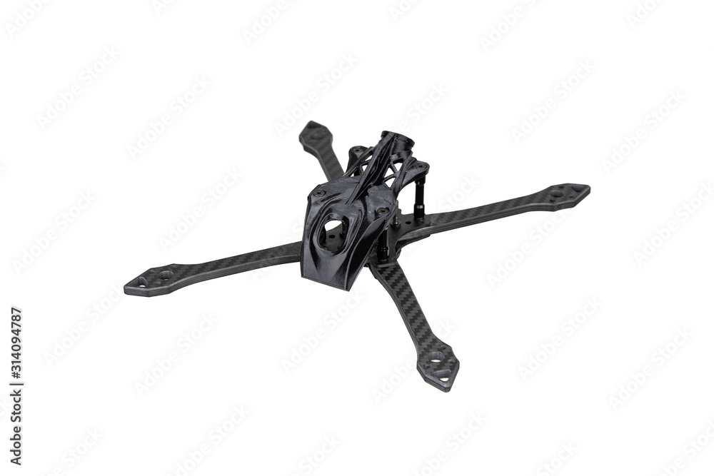 Modern FPV drone on a white background. Four-engine aircraft on the ...