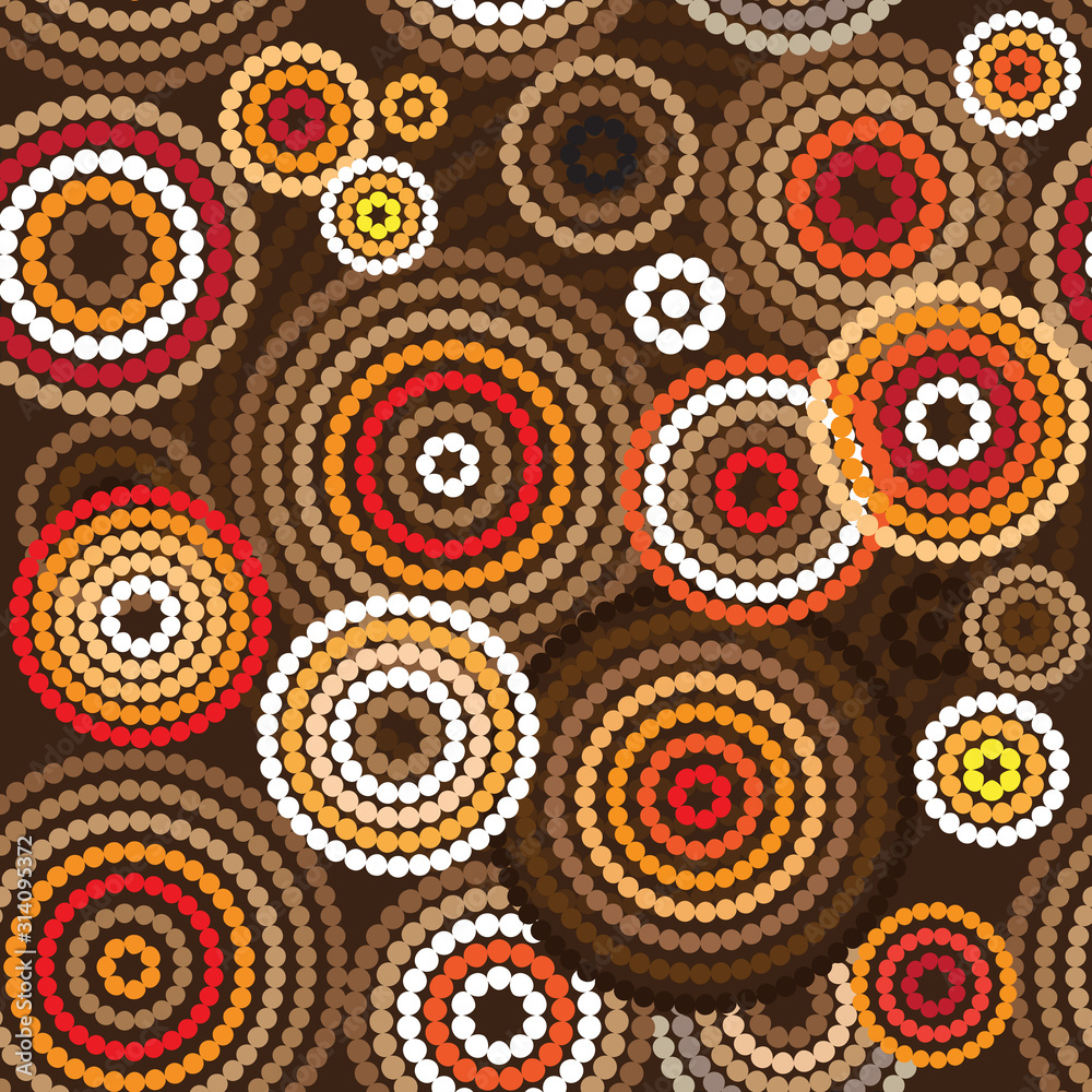 Aboriginal art vector seamless background. Brown and orange Stock ...