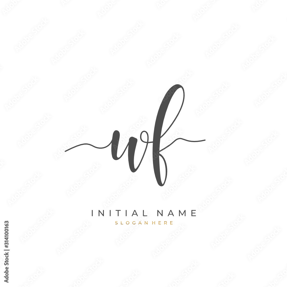 Handwritten initial letter W F WF for identity and logo. Vector logo ...