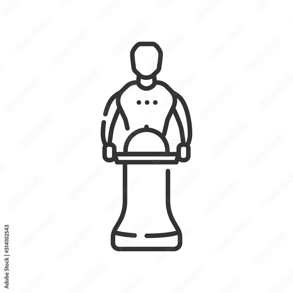 Waiter robot black line icon. Service industry. Assistant and ...