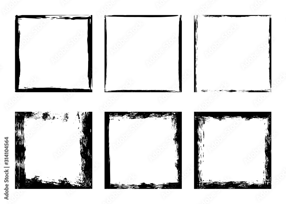 Vector illustration. Set of frames in grunge style. Dirty frame with a ...
